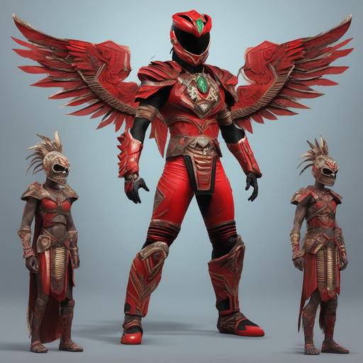Red power ranger combined with aztec warrior by irving david velez ...