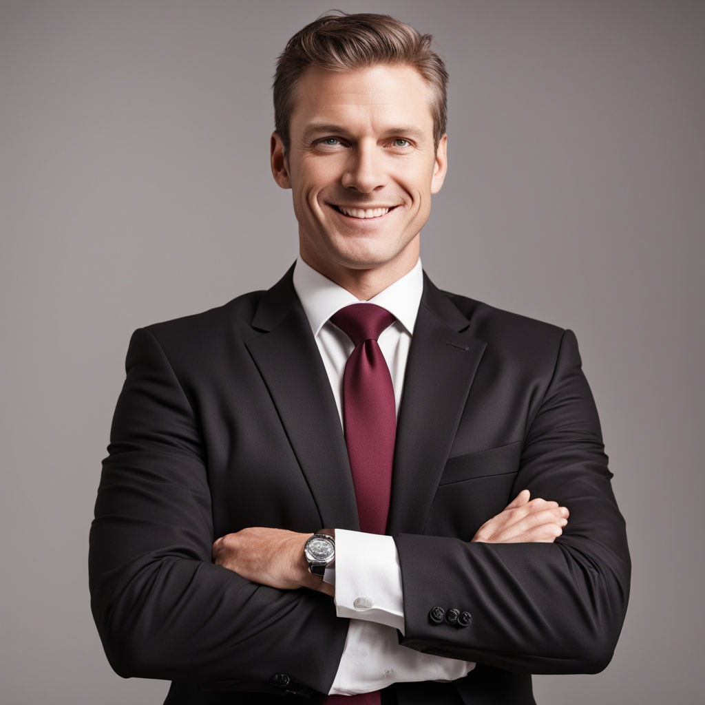 A handsome white businessman man in a black business suit by Елизавета ...