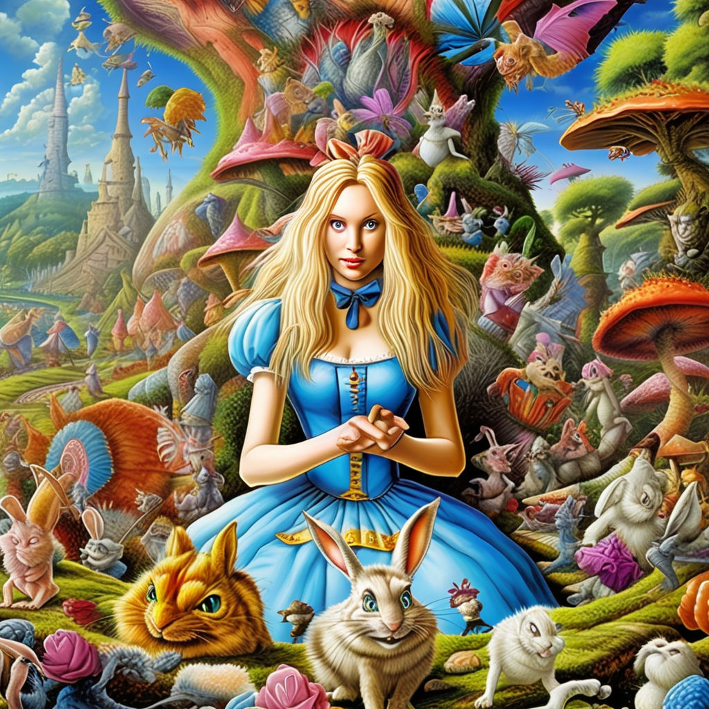 Alice in Wonderland with many weird creatures - style by Pat... by ...
