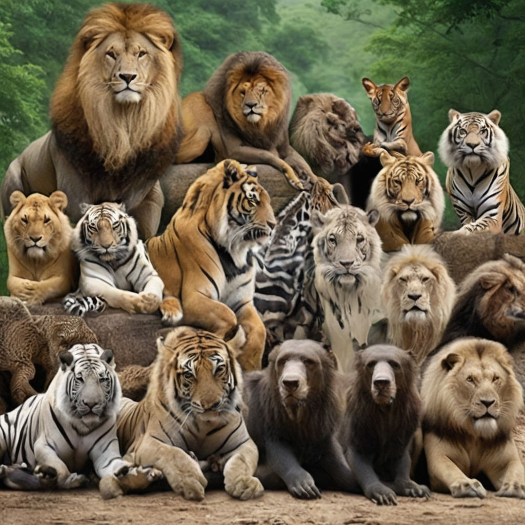 20 wild animals all sitting together by Drawing Studio - Playground