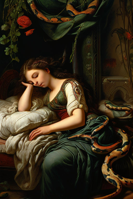 Olympias sleeping with snakes in her bedroom: "A dimly lit ... by Ai ...
