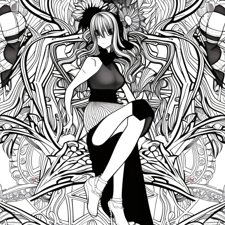 Full body anime style model girl seating walking on the rose... by ...