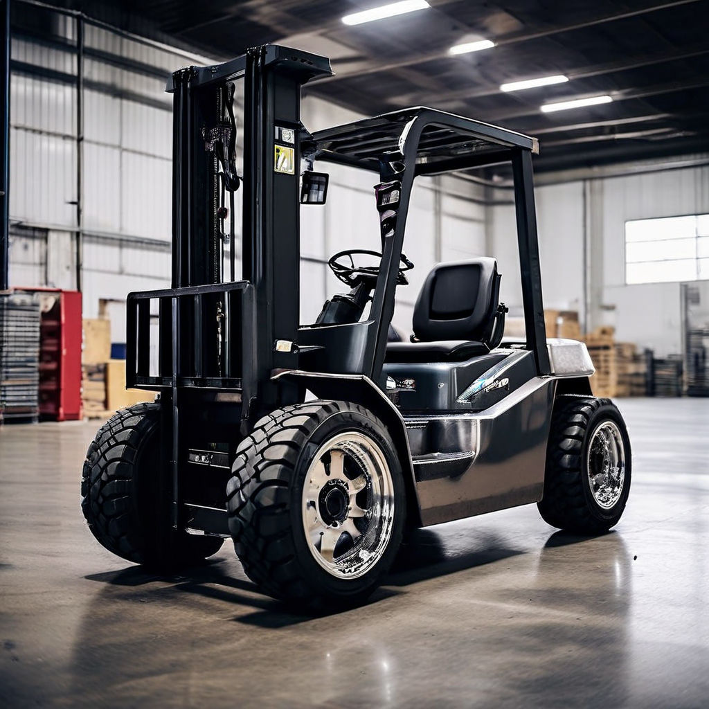 Forklift with lift with chrome racing rims on all wheels by Dusan Bojić ...