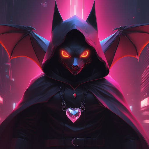 A pink and red bat with crystal eyes and a heart shaped face... by ...