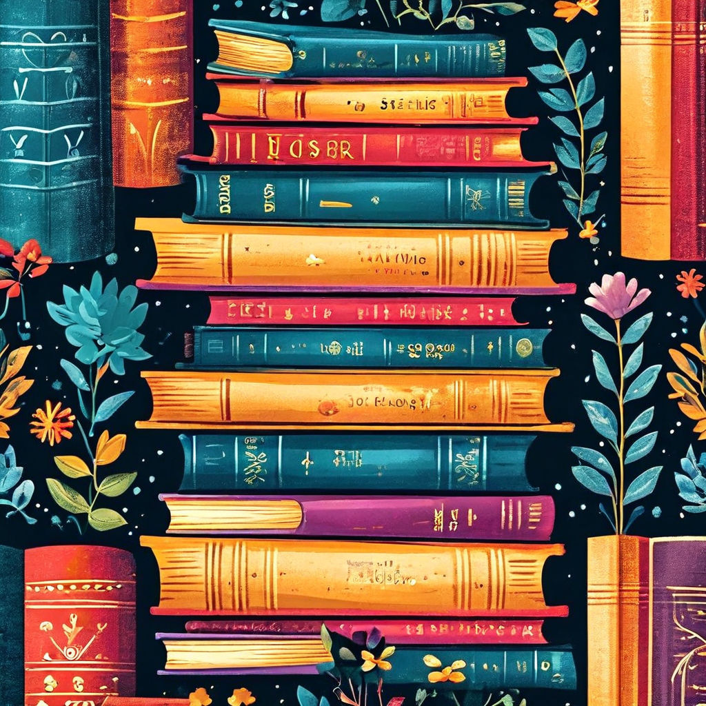 "Design an illustration featuring a stack of English books w... by ...