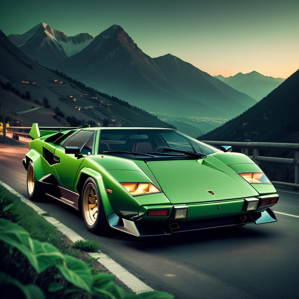 Green lamborghini countach by Maria Lopez - Playground