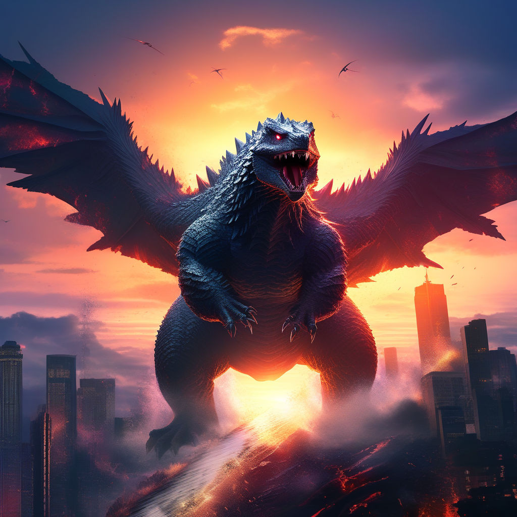 Shining godzilla with wings like a dragon by Simone Gottardi - Playground