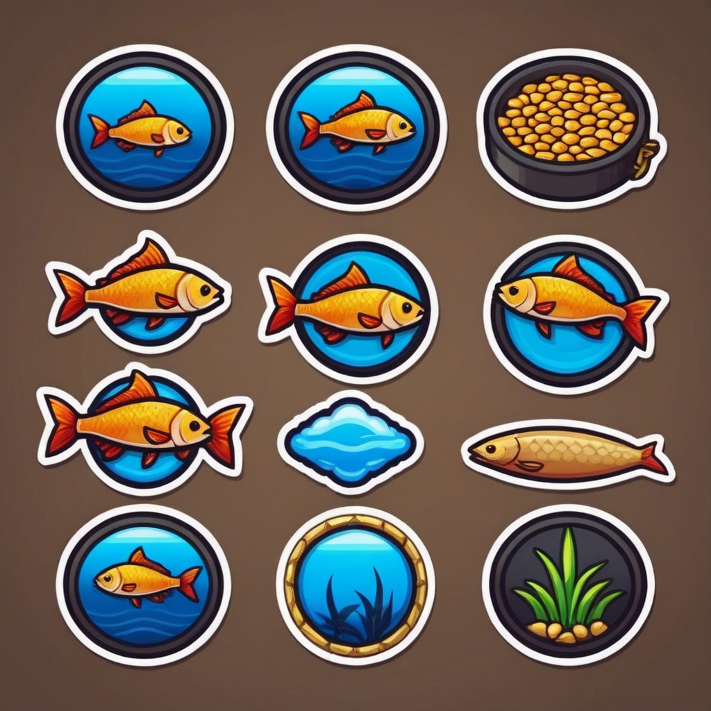 System menu fish wheat and anvil mmorpg cute 63x63 pixel sti... by ...
