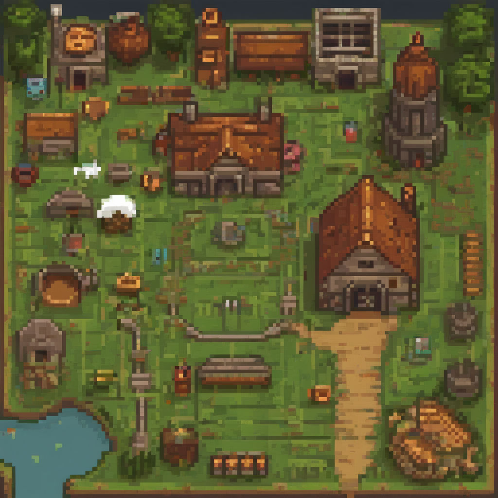 Top-down pixel art map by Lars Van de Velde - Playground