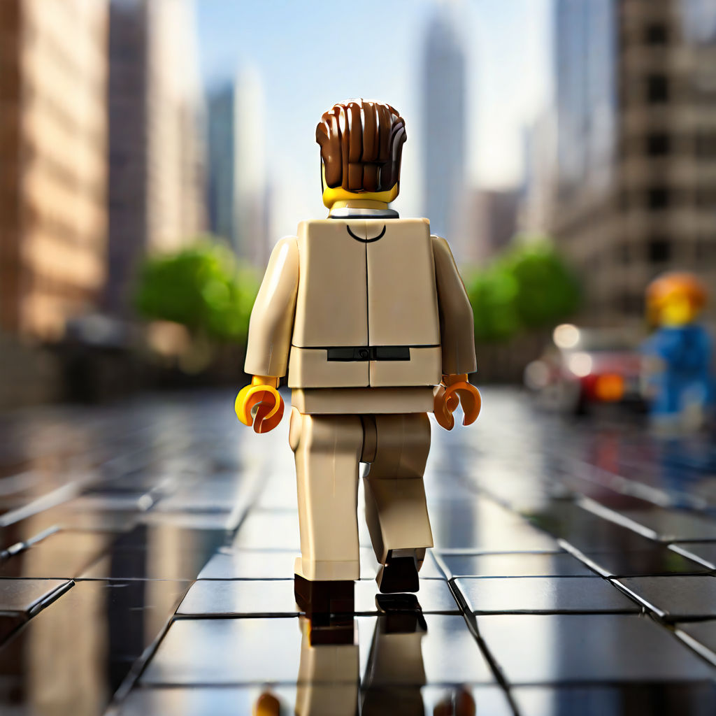 3d lego with a business suit facing the back showing his but... by ...