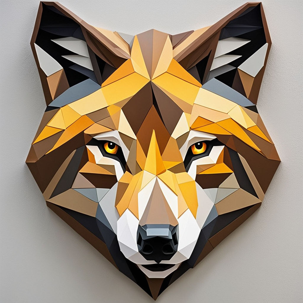 Framed polygon wolf head art by Suri Kate - Playground