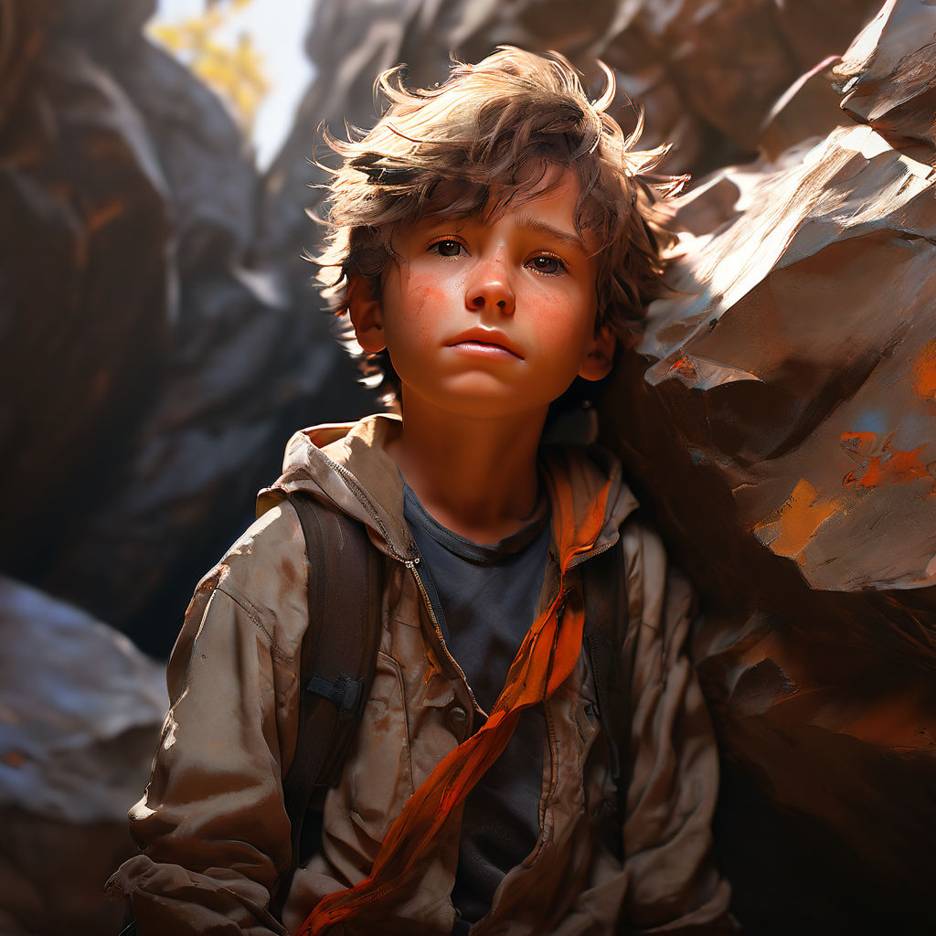 A boy covered by a cemented layer of rock by Misbah Maqbool - Playground