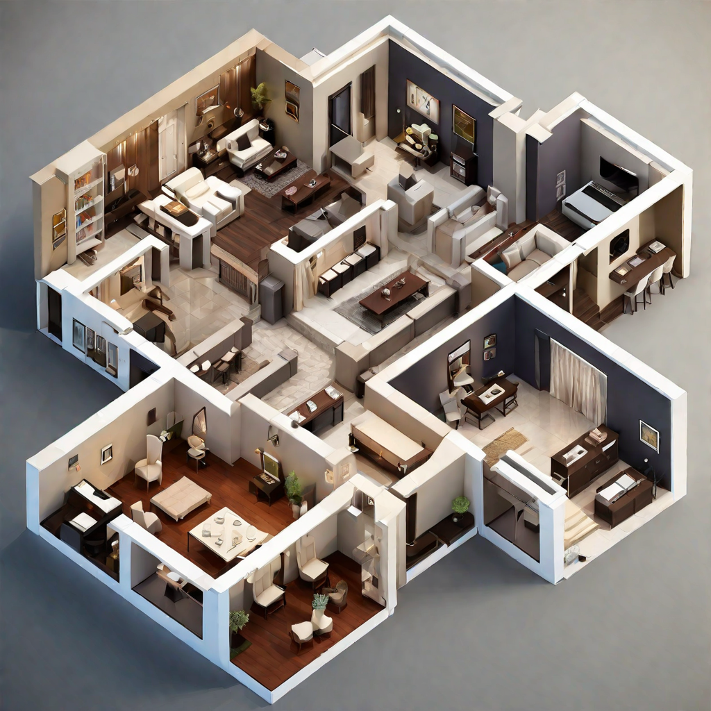 3d isometric floor plan with interior high detailed modren by PATRICK ...