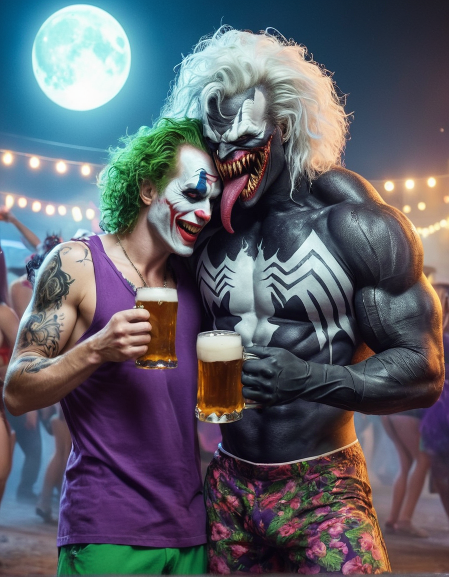 Carnival Paparazzi: Joker and Venom hugging each other drink... by Kico ...
