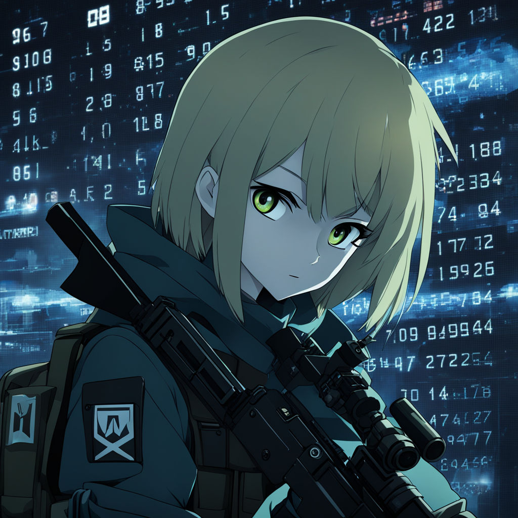 anime girl sniper soldier cybersecurity and binary numbers by poisoned ...