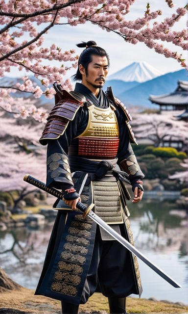 A noble samurai standing proudly by Wayan Juniarta - Playground
