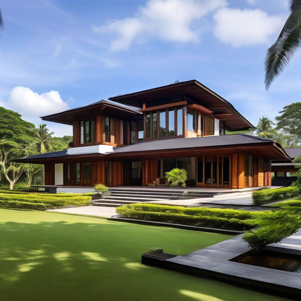 Generate an image of a modern and luxurious Sri Lankan house... by ...