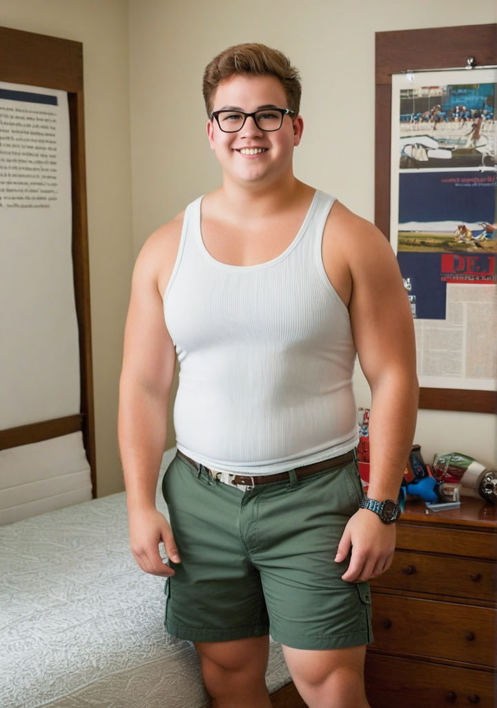 Portrait Of A Preppy Shirtless Beefy Chubby Hairy Frat Bro By Wednesday Playground