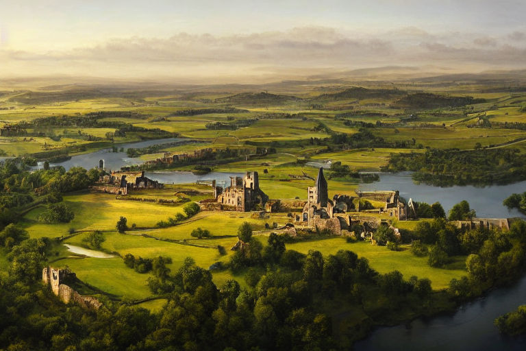 Map of a medieval countryside with landmarks by Rhazard - Playground