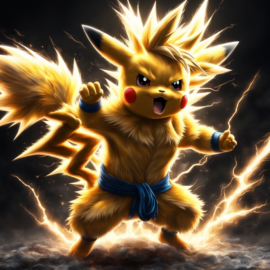 Pikachu styled as Goku in Super Saiyan form by jay - Playground