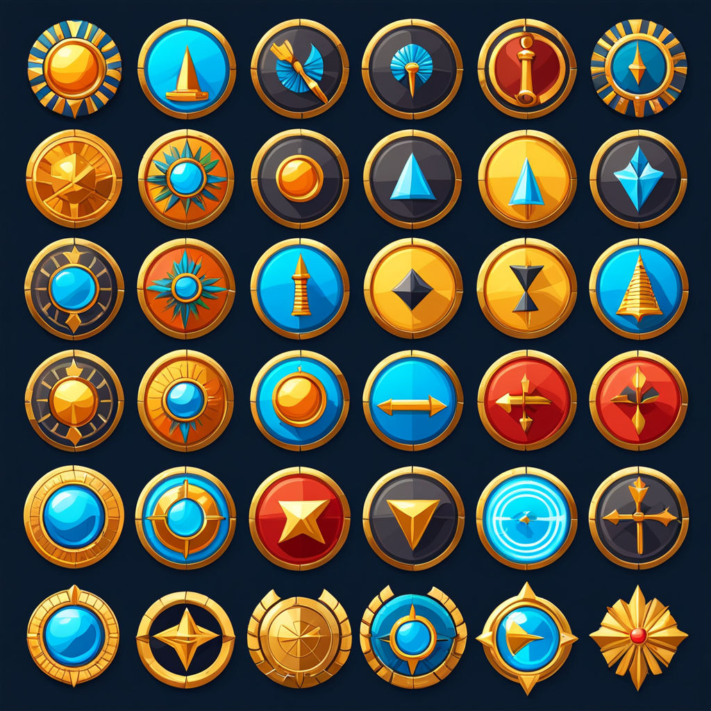 Game icons set circular arrow assets sprites ancient egypt t... by ...