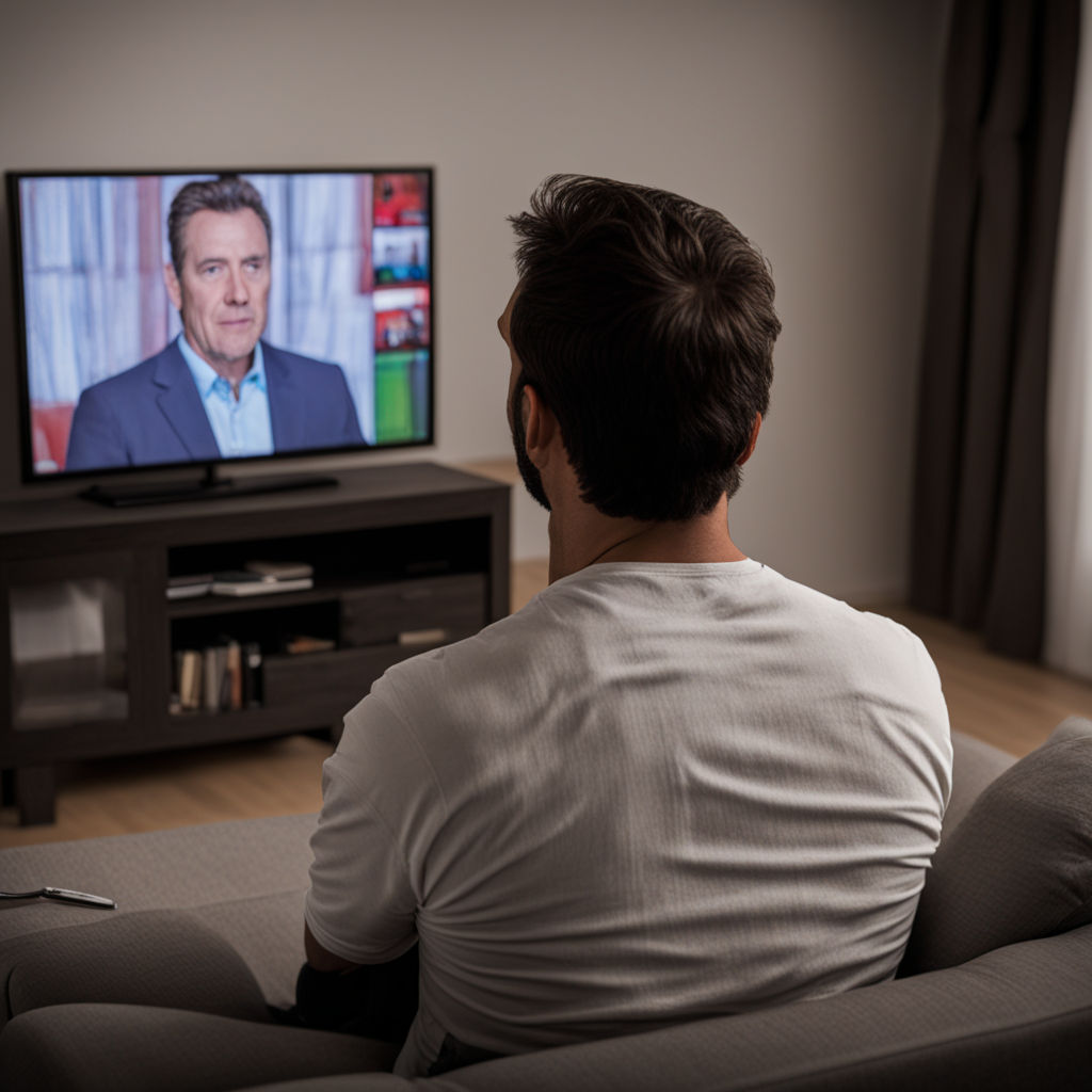 Hombre viendo televisión by Mati Achurra - Playground