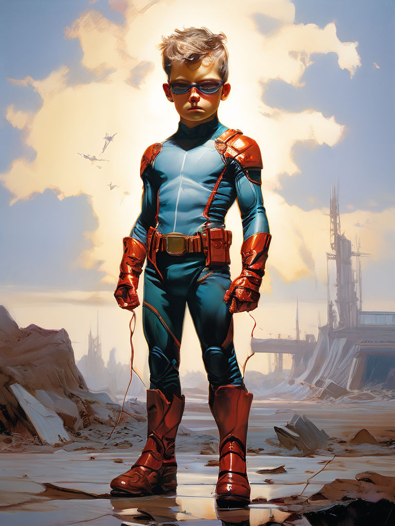 Kid morphed into a superhero android embodying elements of F... by ...