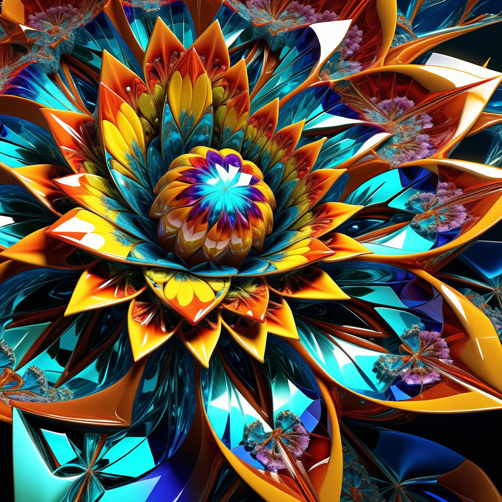 Fractal flower object with facets of glistening glass by Patrick Kirtley - Playground