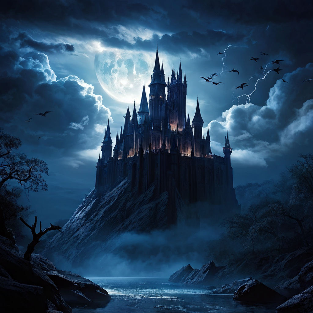 Dark wizard castle under a tumultuous sky by Muhammad Rifky - Playground
