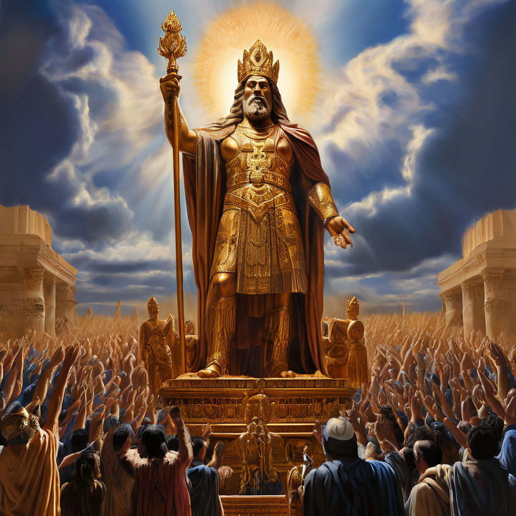 Golden statue of King Nebuchadnezzar by Austine Odero - Playground