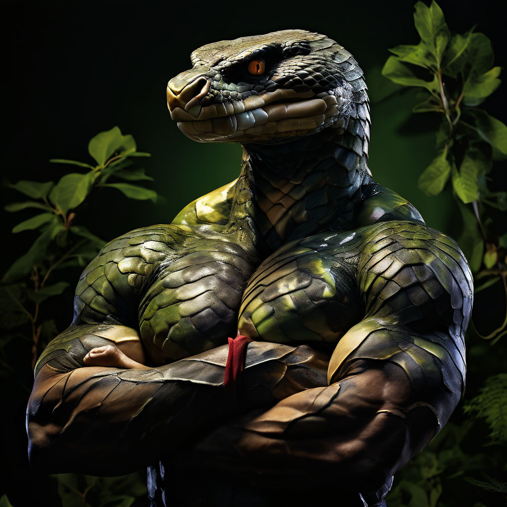 Bodybuilder snake with oversized muscles flexing by Thomas Ramteke ...