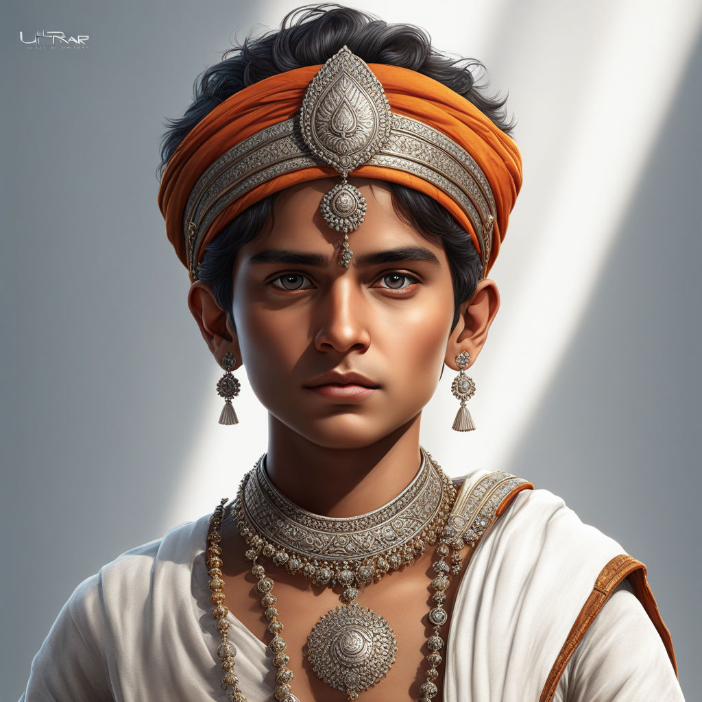 A full-body character design of an Indian boy in a clear pu... by ...
