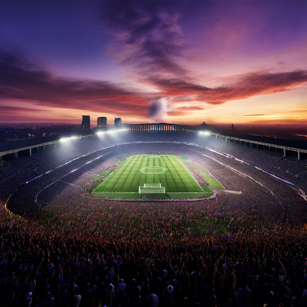 A grandly sweeping aerial view of a packed football stadium by Luis ...