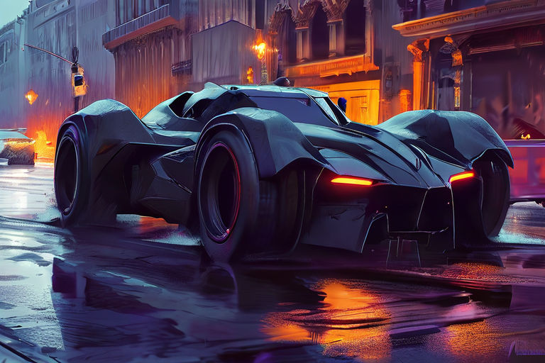 Batman movie car driving by Benzo Fuentes - Playground