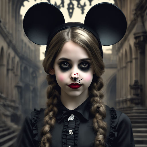 Gothic girl dressed with Minnie Mouse ears by K. Sud Sauvage - Playground