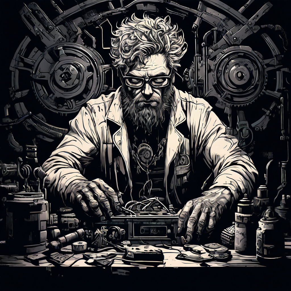 Black and white illustration by Bruce Lyle - Playground