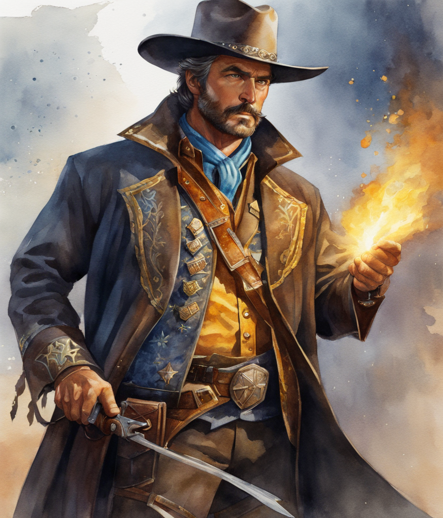Western Sheriff wizard in duster jacket by Lindsay Shoup - Playground
