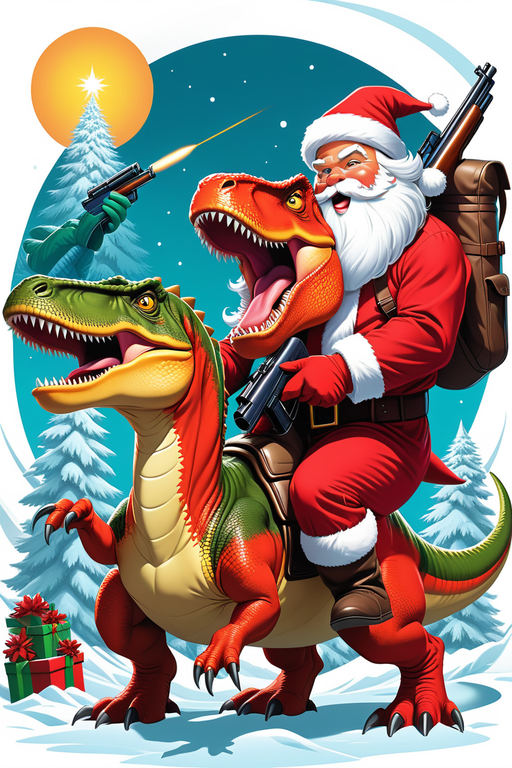 Santa Claus rides a Tyrannosaurus Rex by NET TEESHIRT - Playground
