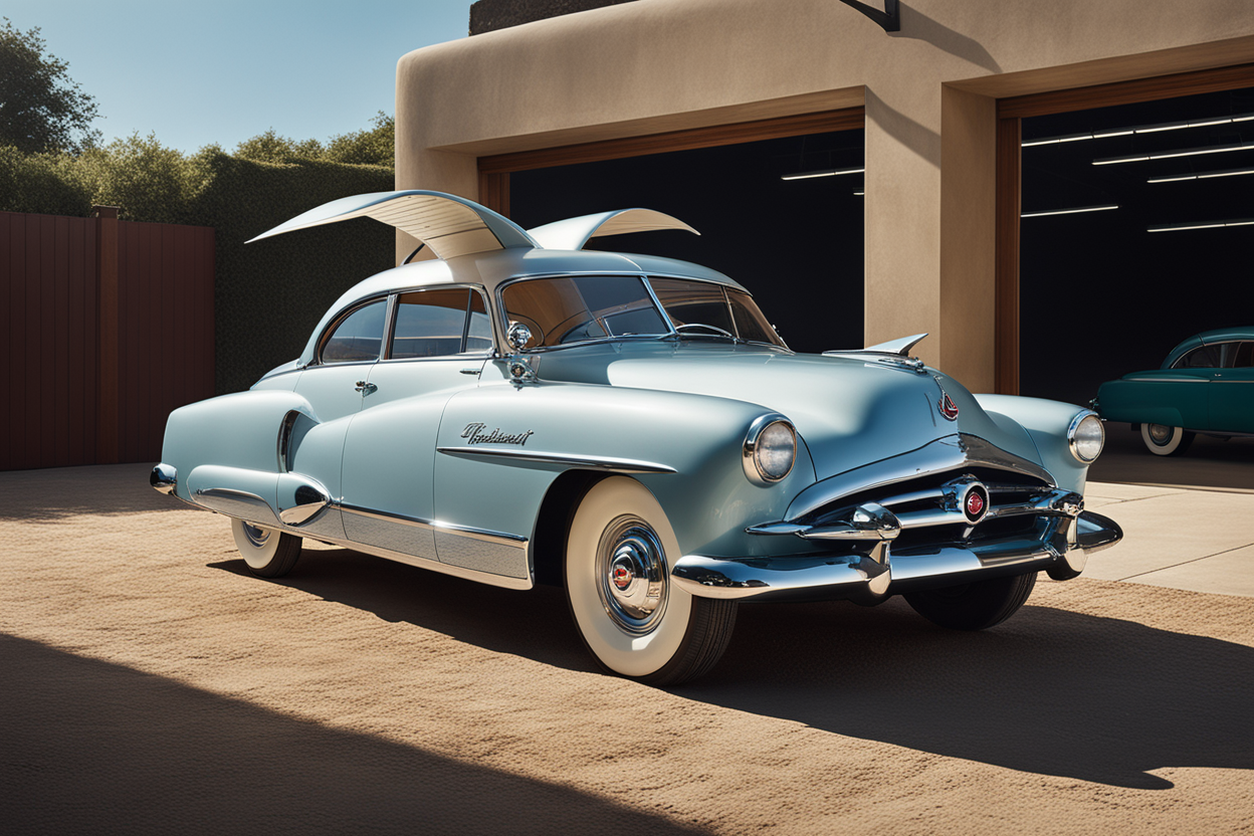 Vintage 1950s flying car advert captured in a controlled stu... by RJ ...