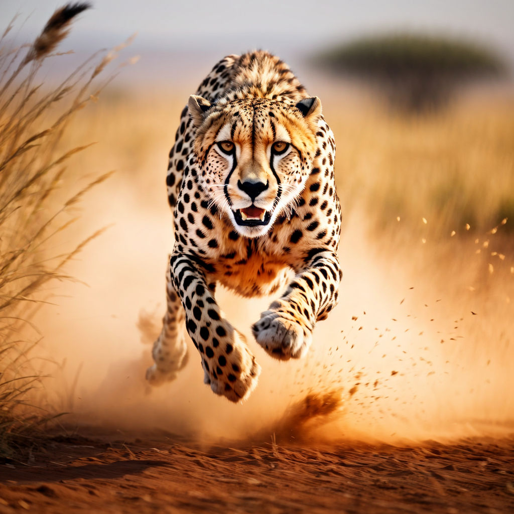 Fast moving cheetah sprinting across the African savanna by אמנון אשכר ...