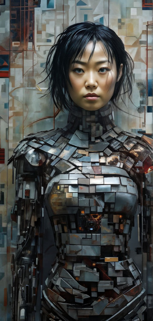 Cyborg asian woman in top in sci-fiction world movie monste... by rym ...
