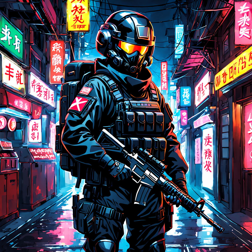 American Shadow Company PMC Soldier in full black body armor... by Lord ...