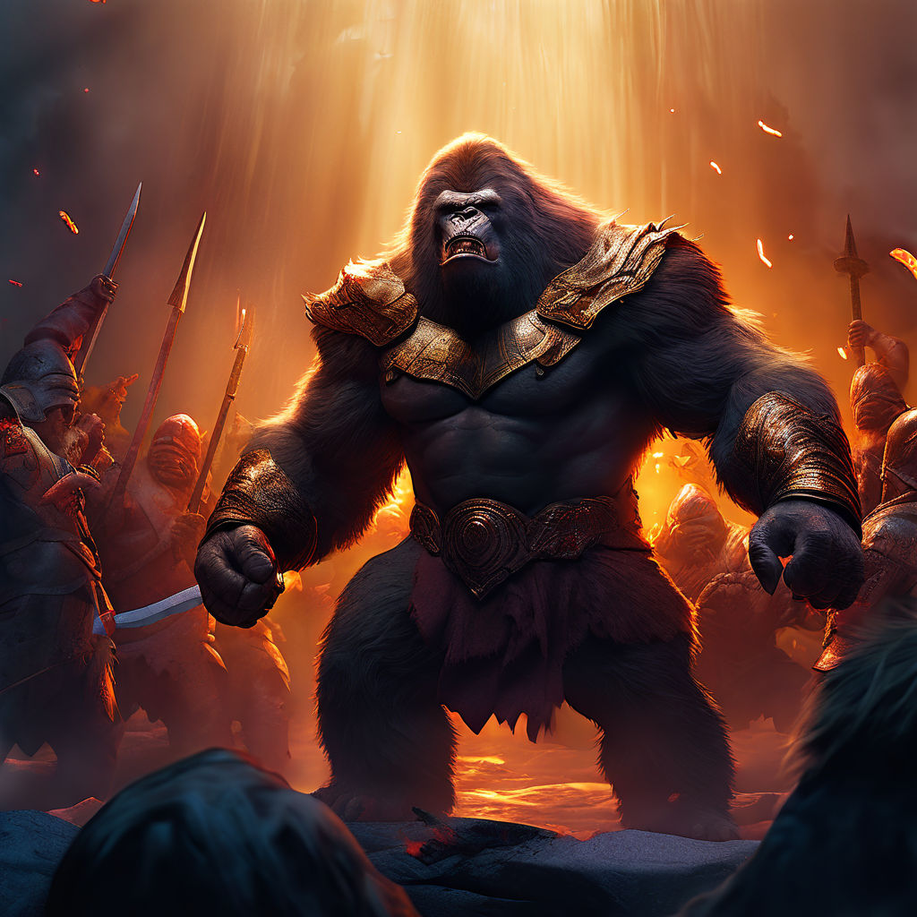 Gorilla engaged in a fierce battle against a formidable Viki... by ...