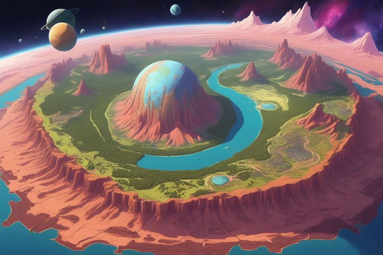 A view from orbit of The planet Kolob in the style of Rick a... by J ...