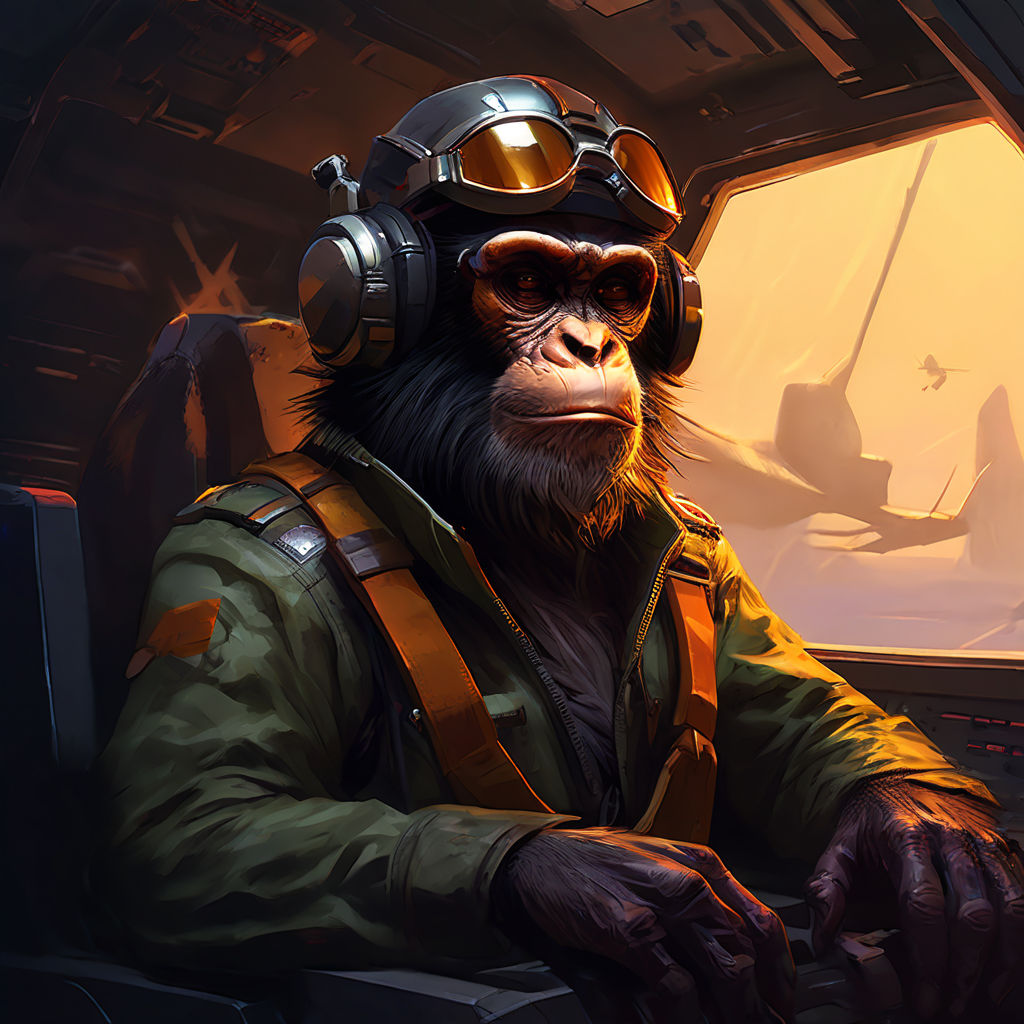Monkey pilot a plane by Facundo Orellana - Playground