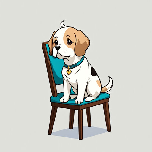Draw a simple cartoon dog sitting on a chair like a person by pao annie ...