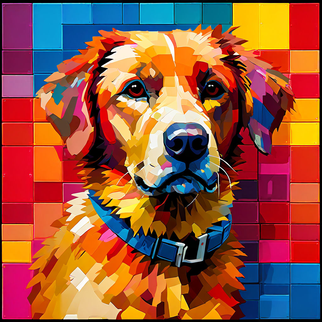 A vibrant piece of pixel art created from paint swatches arr... by ...