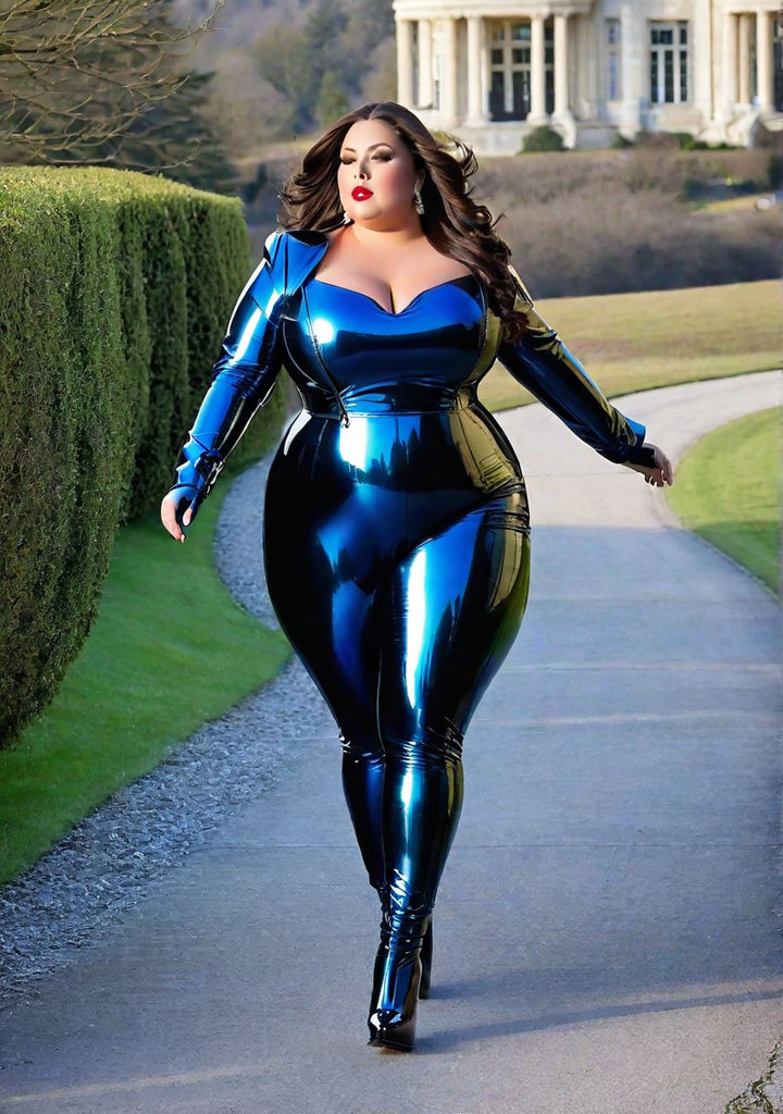 Tara plus size walking overinflated in shiny blow latex suit by asen sirakov - Playground