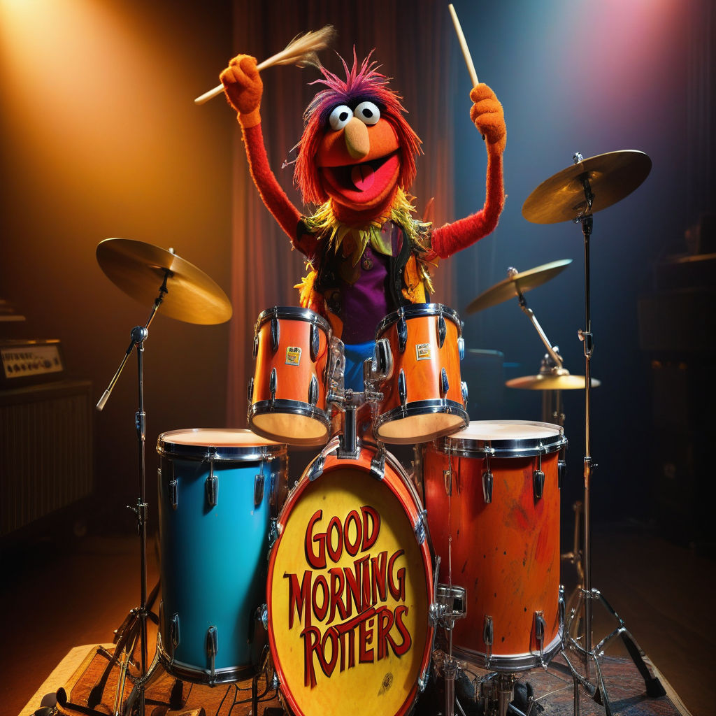 Animal from the Muppets behind a drum set by Steve Hatton - Playground
