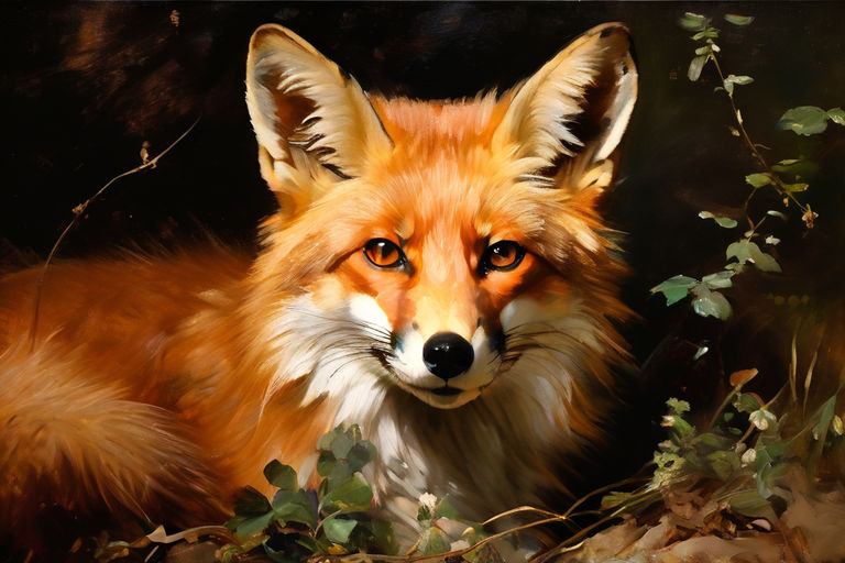 Oil painting of a fox by Kinga - Playground